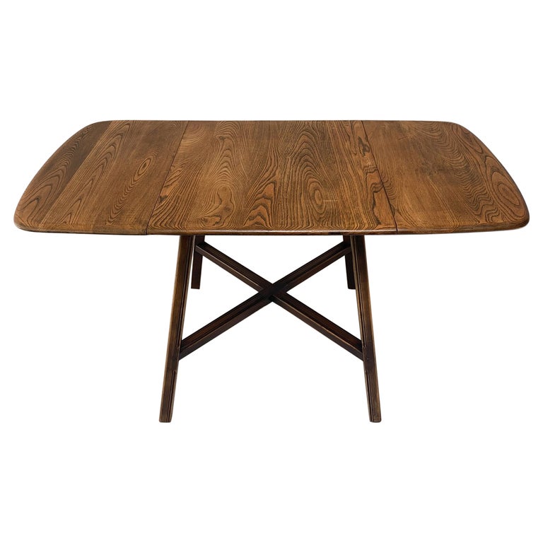 Ercol mid century ‘Old Colonial 377” blue label elm drop leaf table For ...