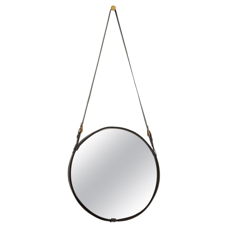 Jacques Adnet Belt Mirror, France, 1960's For Sale at 1stDibs