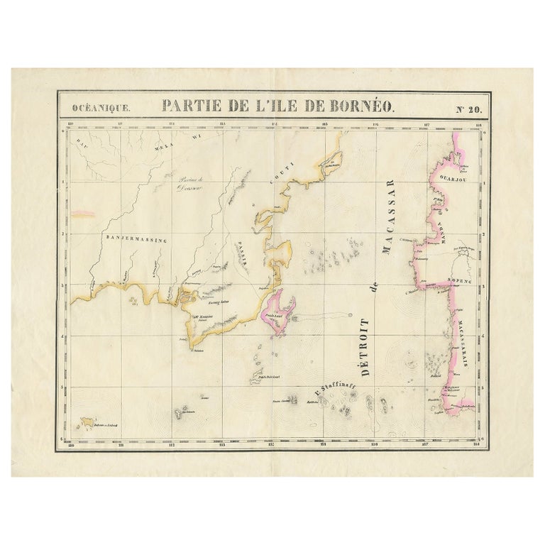 Detailed Antique Map of a Portion of Borneo and Sulawesi in Indonesia ...