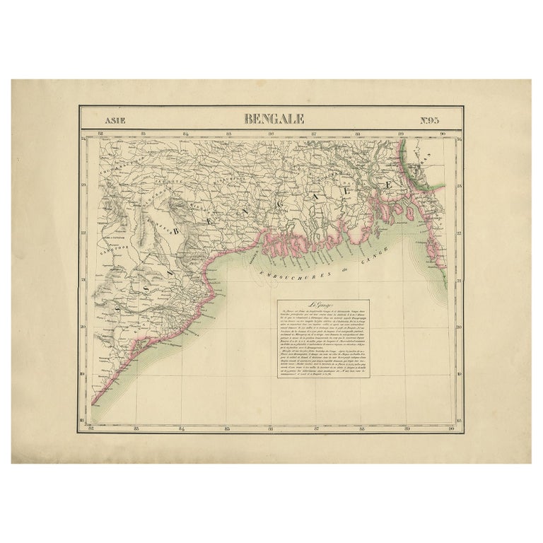 Detailed Orginal Antique Map of Bengal, India, c.1825 For Sale at 1stDibs