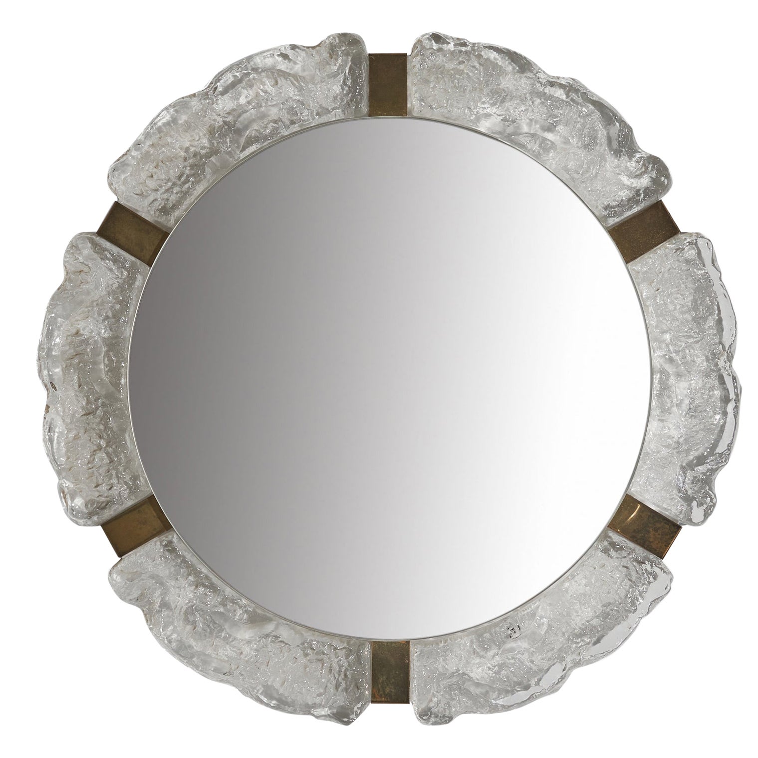 Italian Designer, Wall Mirror, Brass, Mirror Glass, Italy, C. 1940s For ...