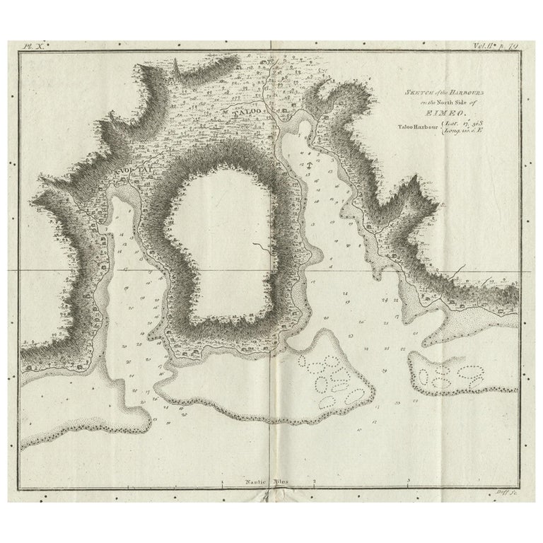Antique Plan of the Harbour of Taloo by Cook, c.1781 For Sale at 1stDibs