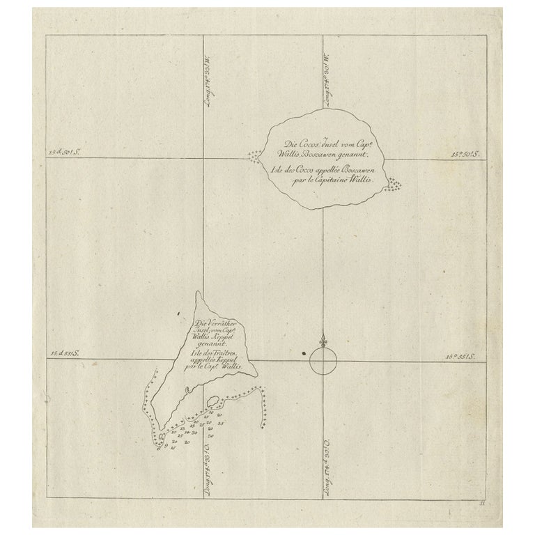 Antique Map of the Cocos or Keeling Islands, 1778 For Sale at 1stDibs