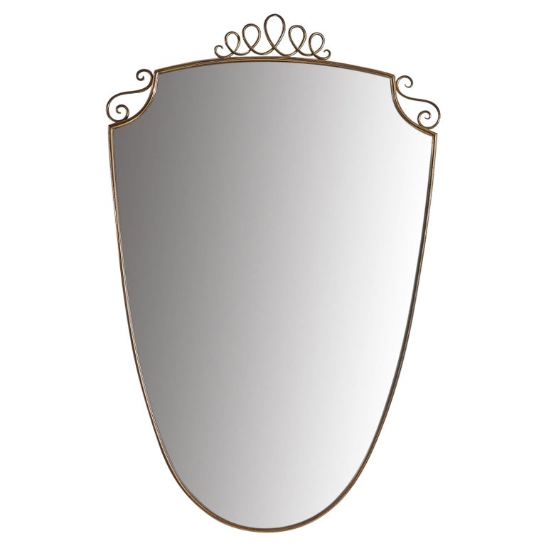 Italian Designer, Wall Mirror, Brass, Mirror, Italy, 1940s For Sale at ...