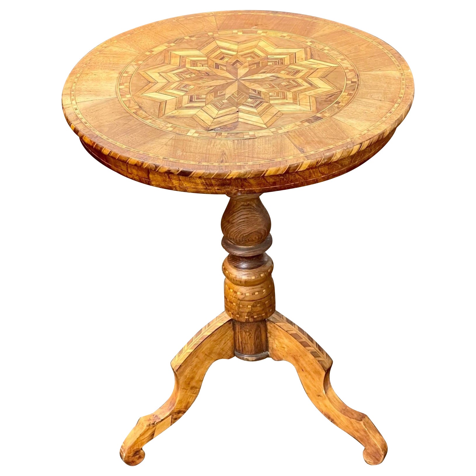 Northern Italian Oak Inlaid Side Table For Sale at 1stDibs
