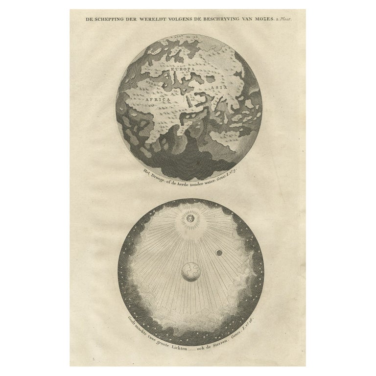 Original Antique Engraving of the Creation of the World According to ...