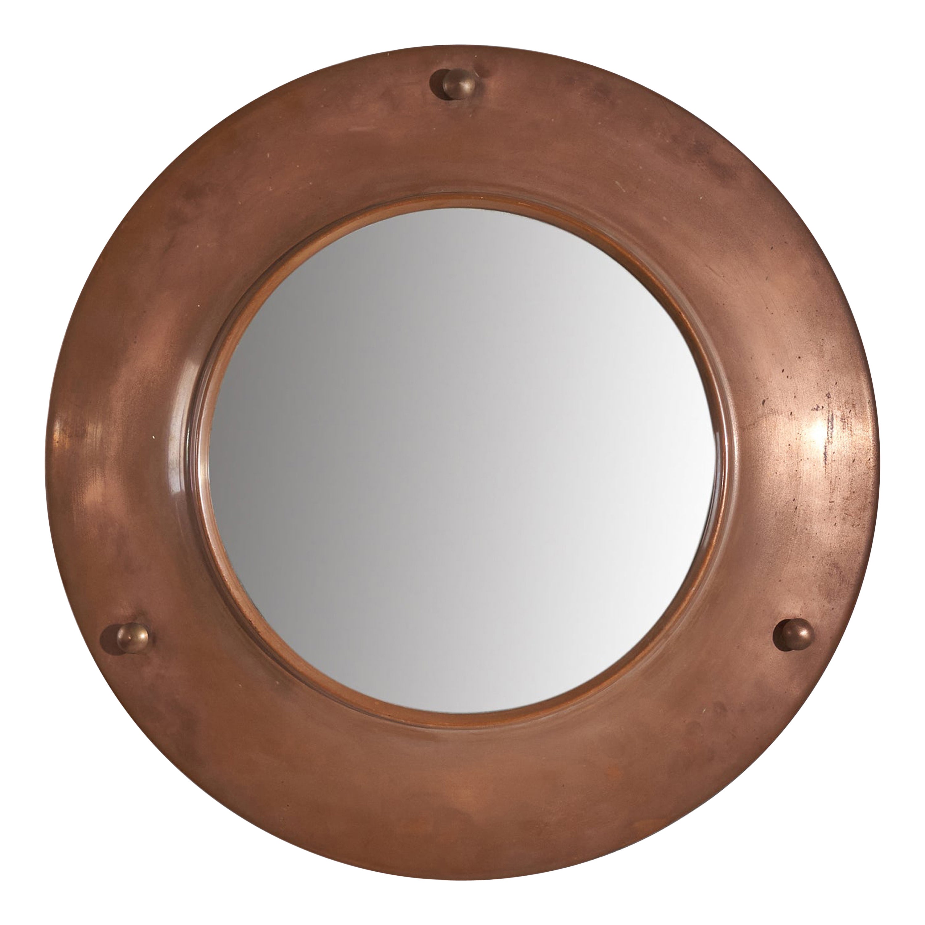 Classic Architectural Italian 1950s Copper Wall Mirror For Sale at 1stDibs