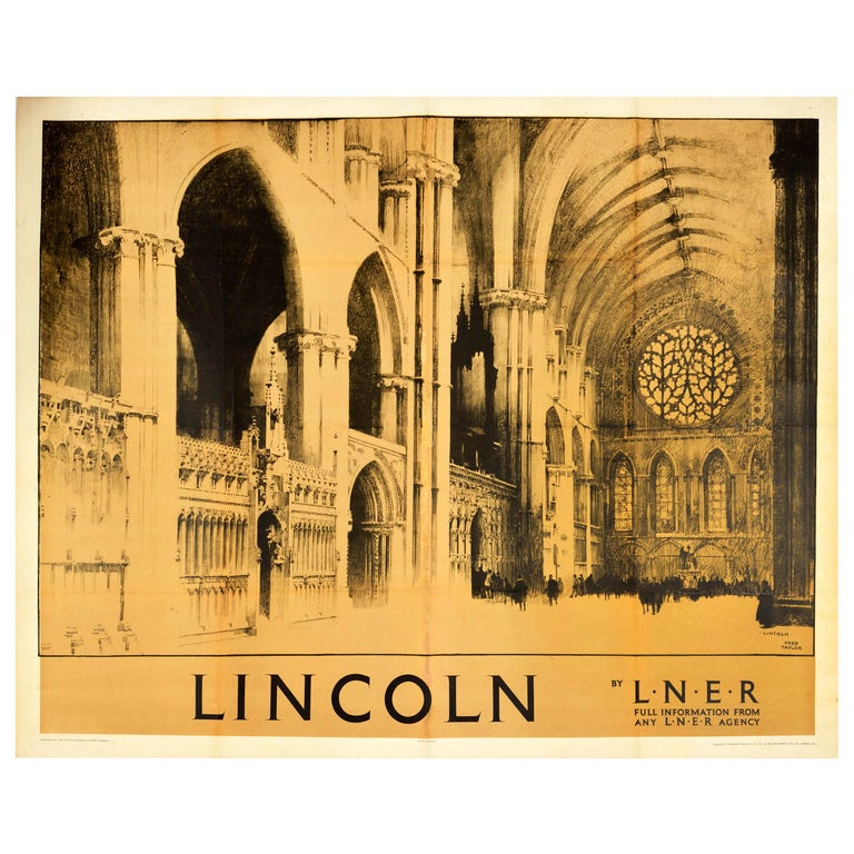 Original Vintage LNER Railway Poster Lincoln Cathedral Rose Window ...