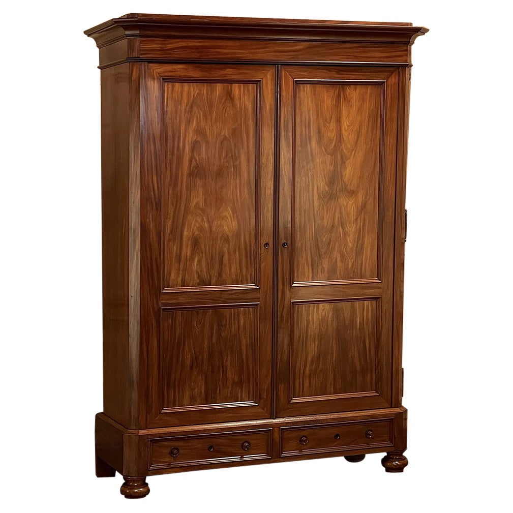 19th Century French Louis Philippe Walnut Small Armoire Wardrobe at 1stDibs