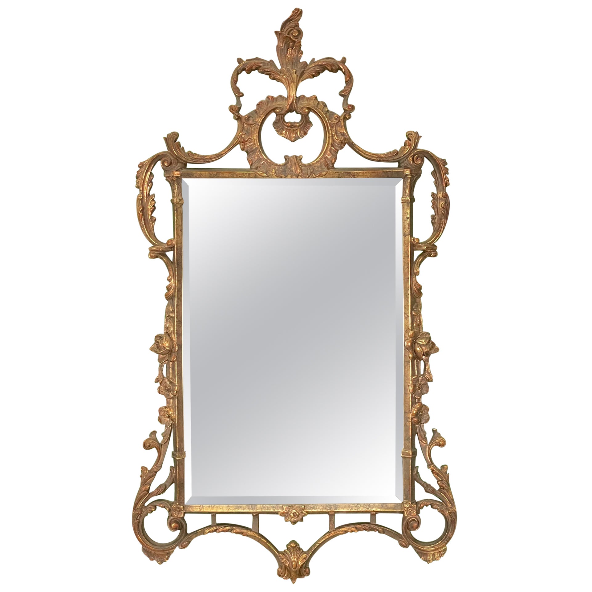 Large French Rococo Style Gold Wall Mirror with Bisque Figural Lovers ...