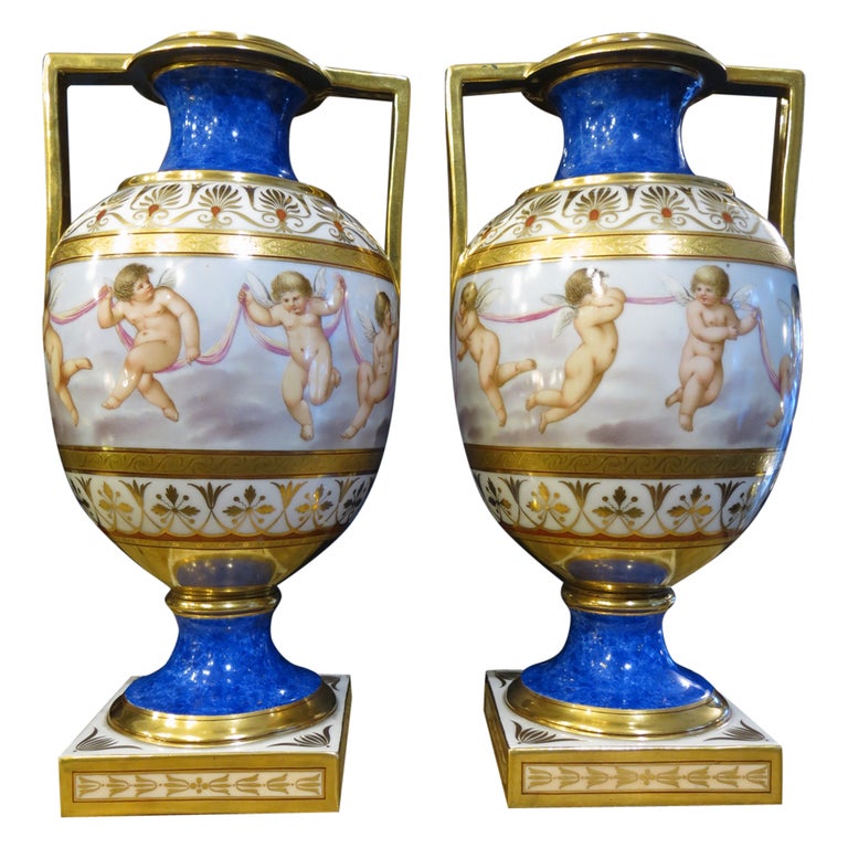 19th Century Pair of KPM Porcelain Vases at 1stDibs