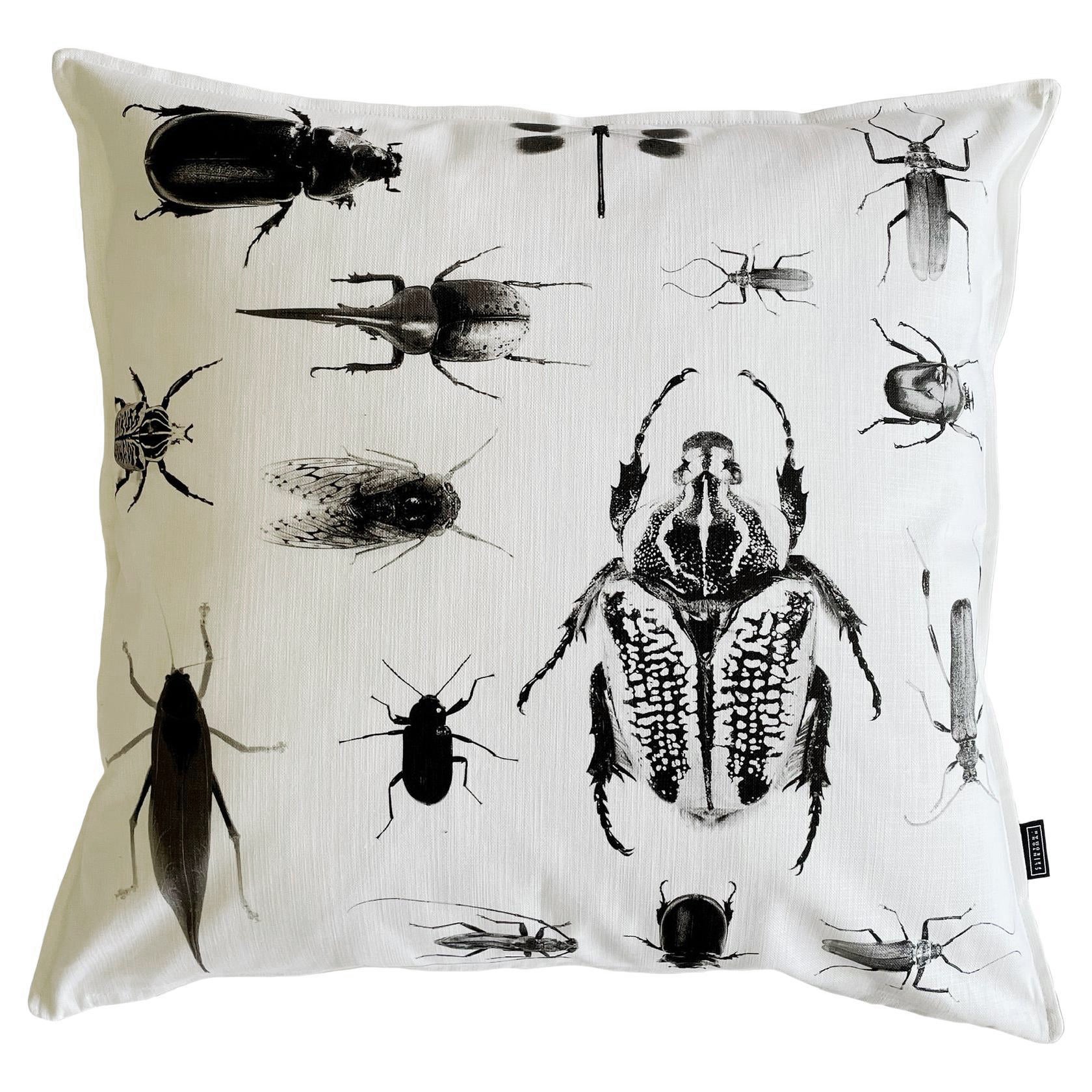 Modern Black/White Monochromatic Insect Image Cotton Pillow Made in ...