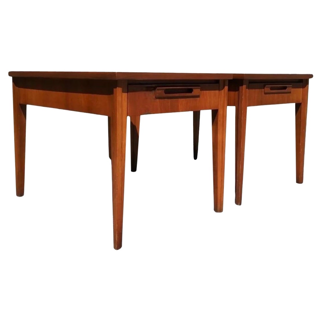 Mid-Century Modern End Table of Walnut and Glass at 1stDibs