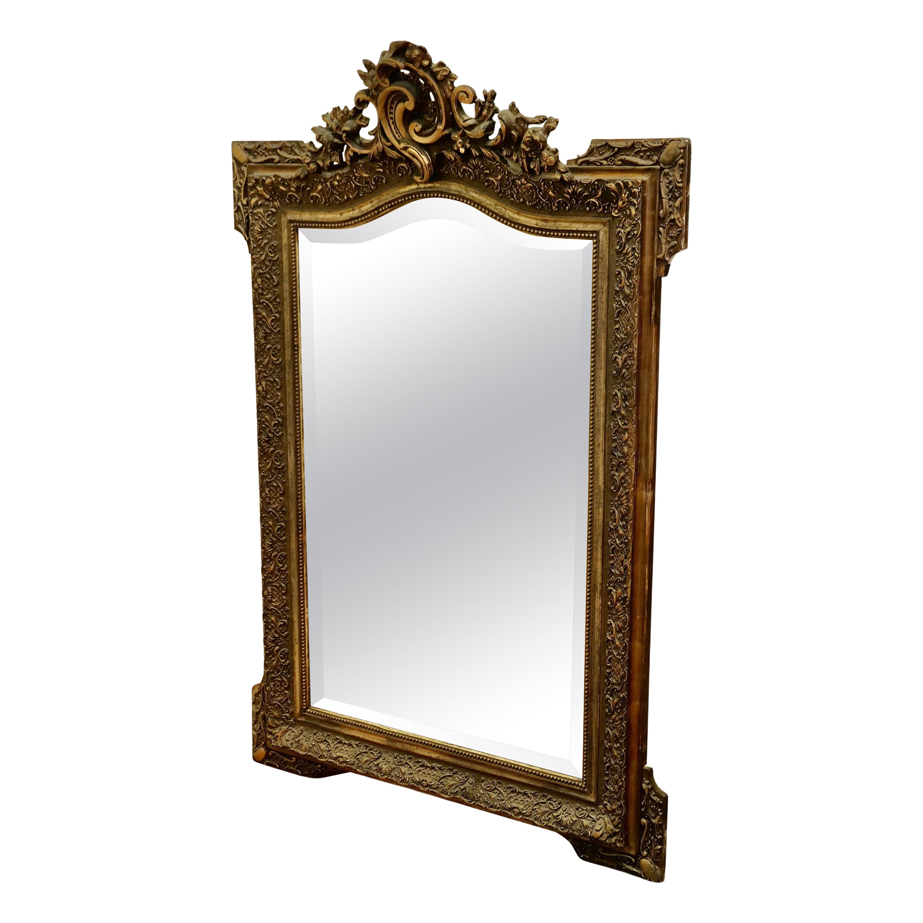 Large Early 19th Century Square Gilt Rococo Wall Mirror For Sale at 1stDibs