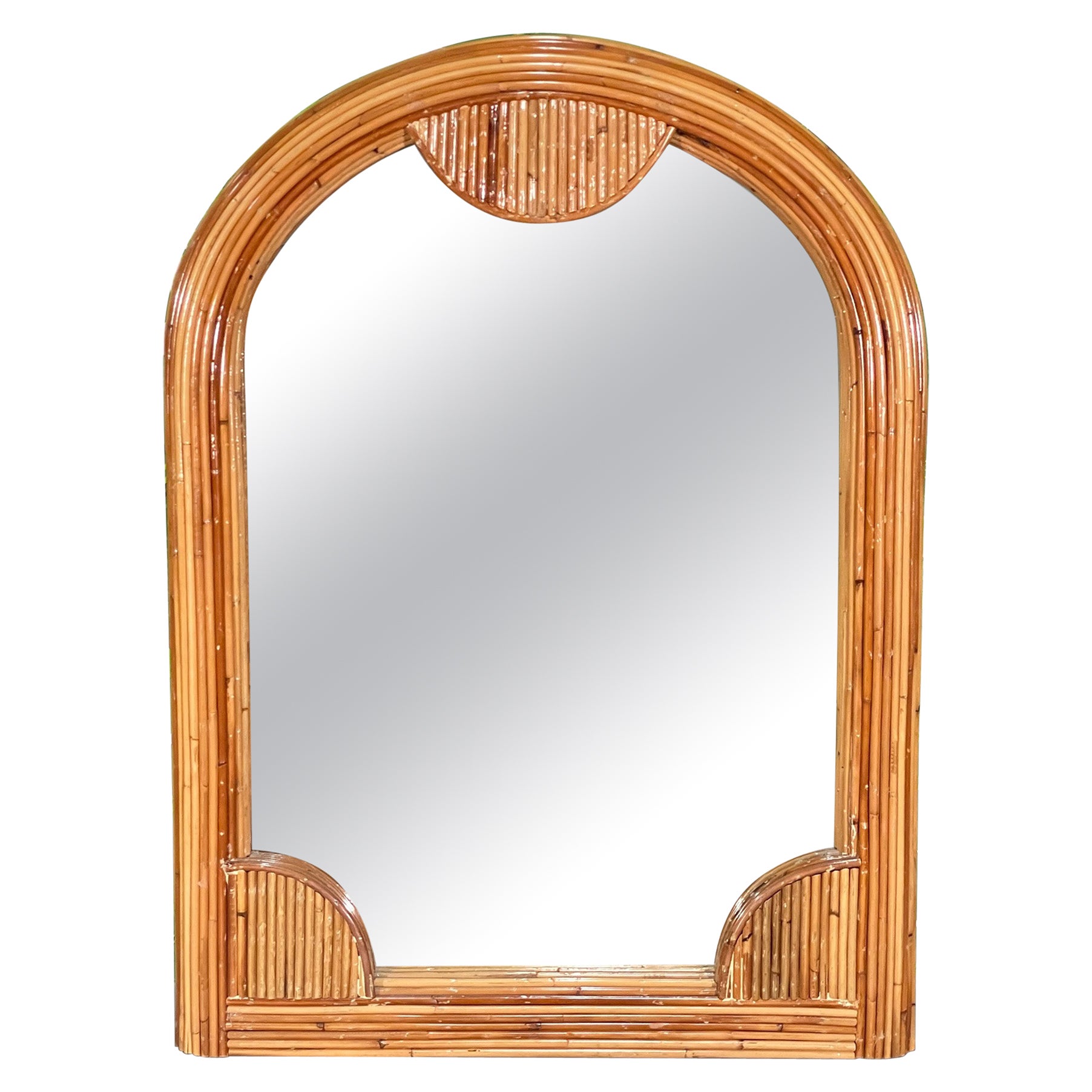 Split Reed Rattan Wall Mirror at 1stDibs