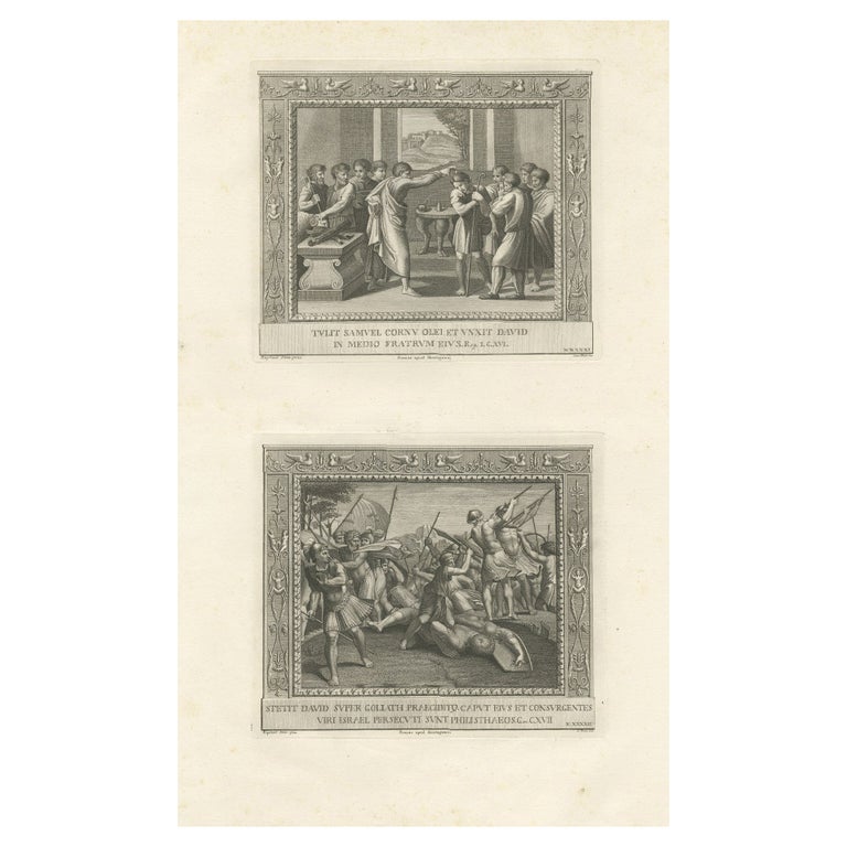 Old Religion Engraving of the Consecration of David and of David and ...