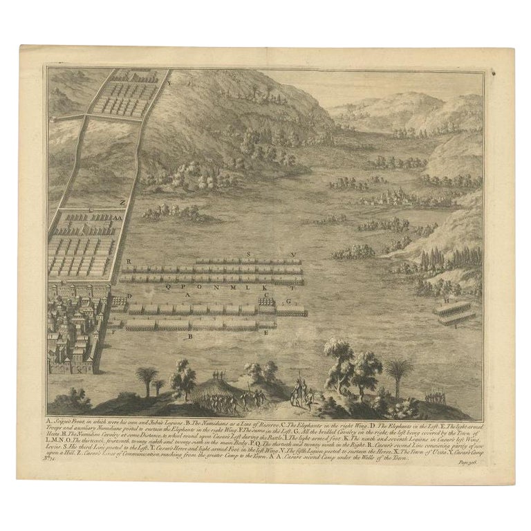 Antique Roman Battle Print of Scipio's Front by Duncan, c.1753 For Sale ...