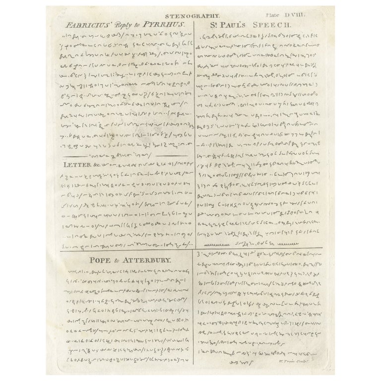 Rare Old Print of Stenography, Fabicius' Reply to Pyrrhus and St. Paul ...