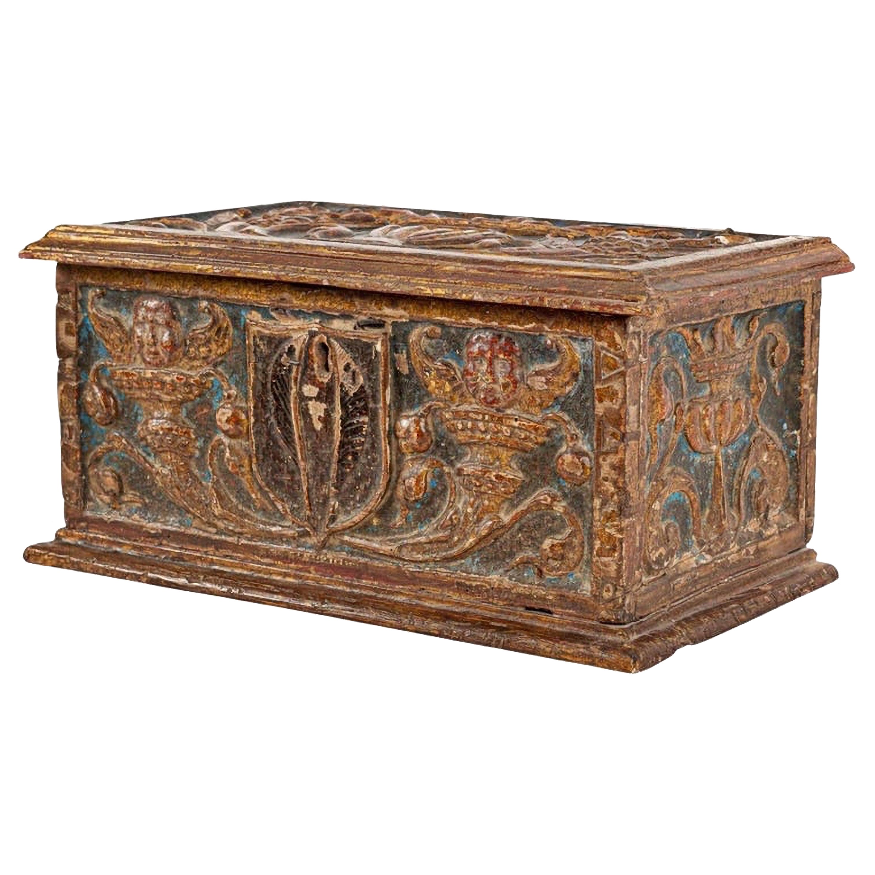 Renaissance Poplar Wood Casket with a Pastiglia Decor, Sienna, Mid-15th ...