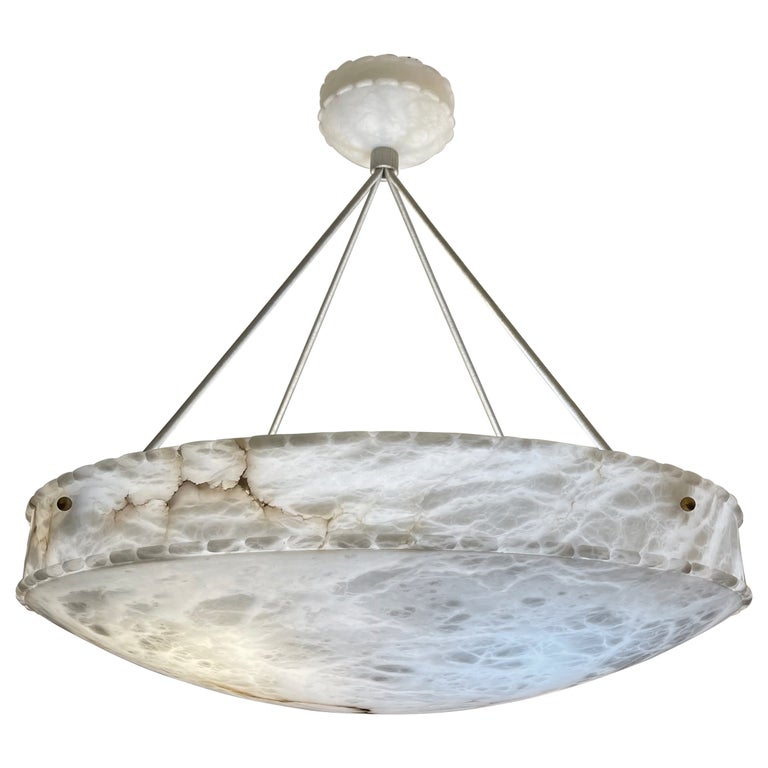 Large Format Beaded Alabaster Light Fixture For Sale at 1stDibs