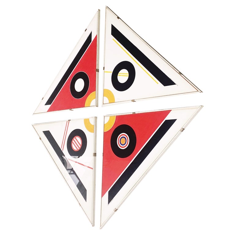 Italian Modern Picture with Geometric Decoration Prints, 1980s For Sale ...