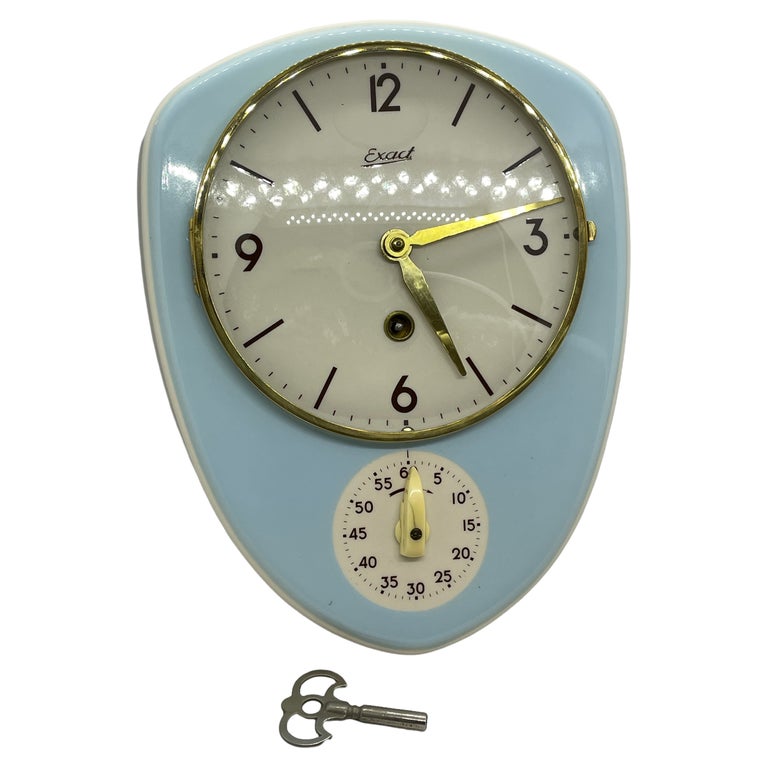 Blue White Ceramic Kitchen Clock Mid-Century Wall Clock Exact, Germany ...