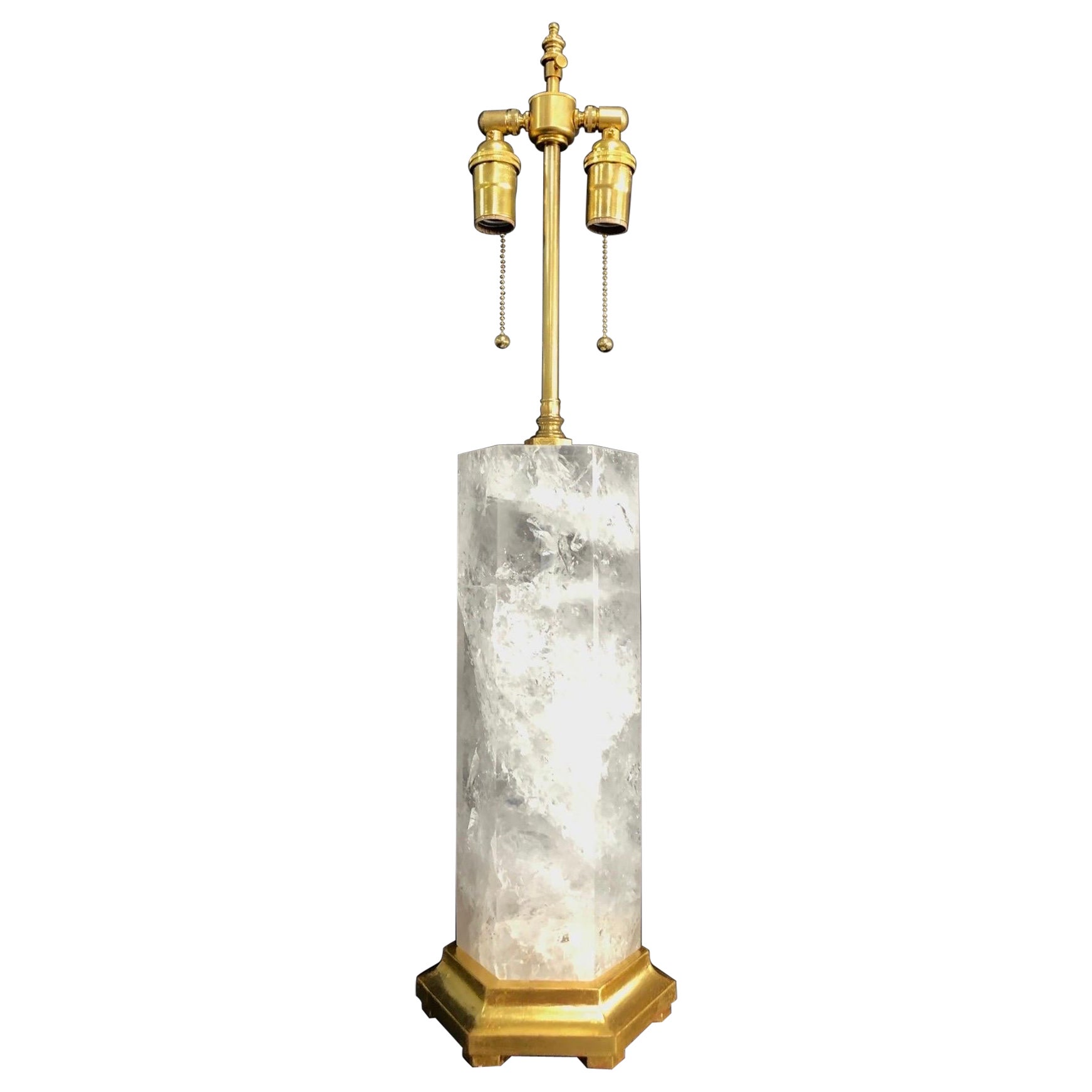 Large Rock Crystal and Pyrite Lamp with Lucite Base at 1stDibs