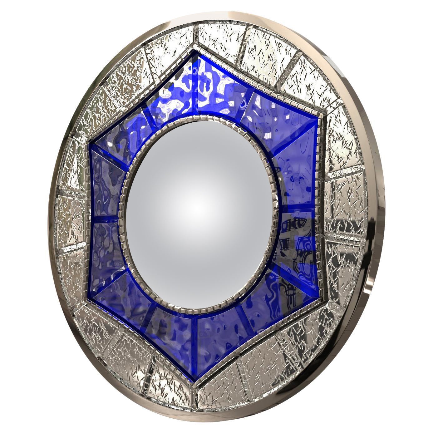 Piero Fornasetti Wall Round Optical Mirror in Brass with Velvet Band ...