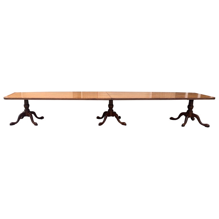 Monumental Triple Pedestal Banquet Table - 18 ft long For Sale at 1stDibs