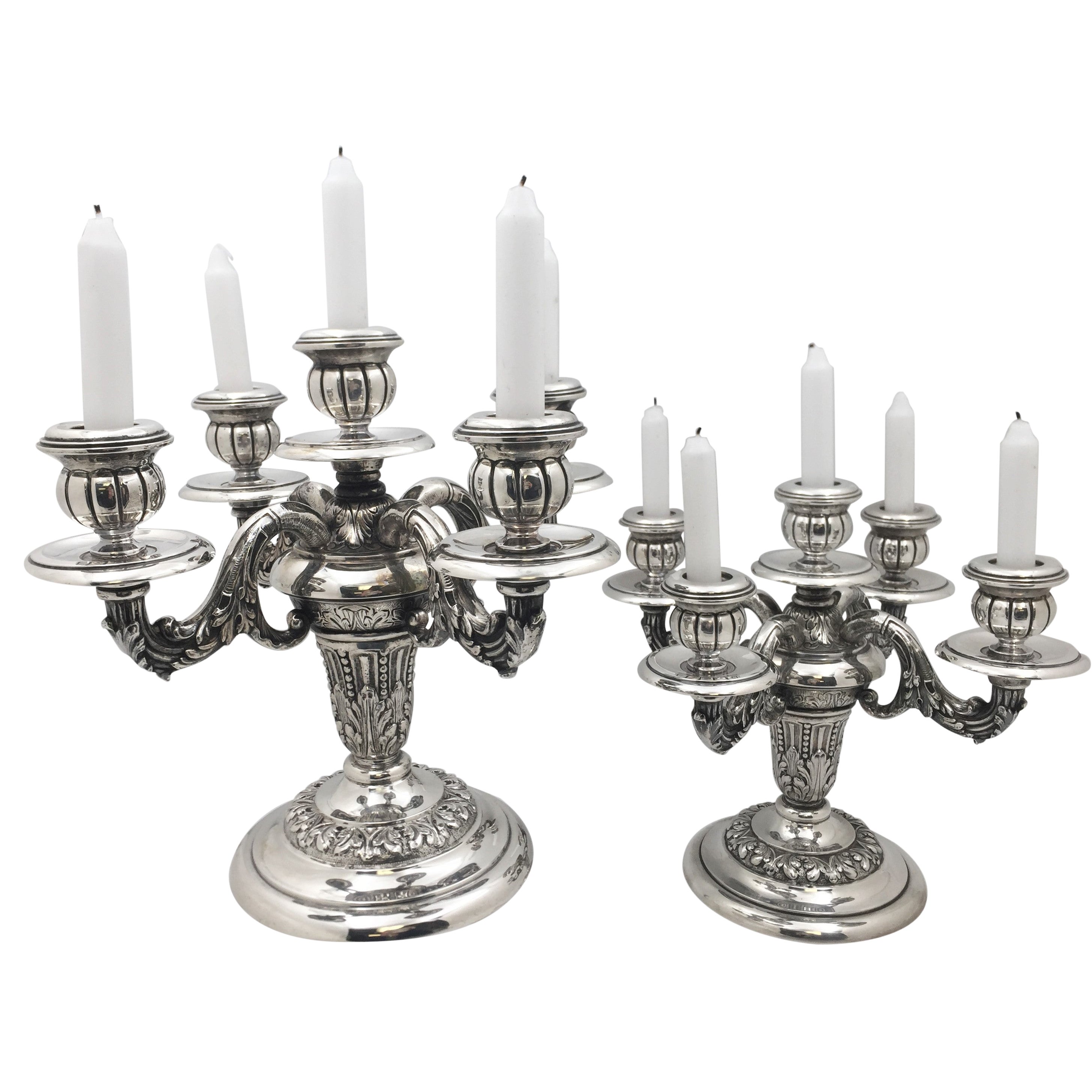 Pair of Three-Branch Candelabras at 1stDibs