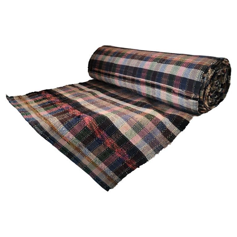 19th C Rag Rug Runner Rug For Sale at 1stDibs