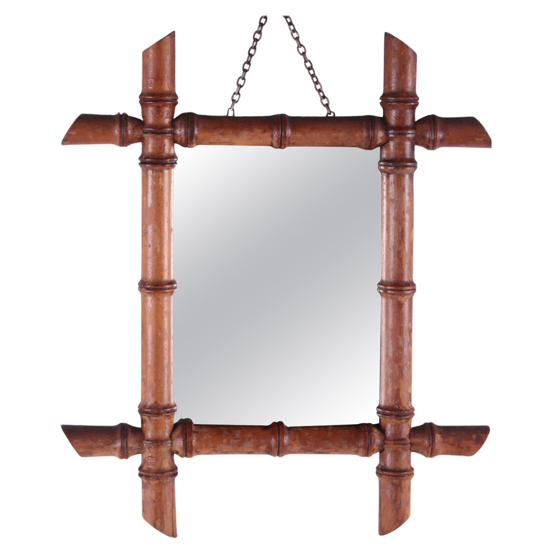 French Bamboo Vintage Mirror at 1stDibs