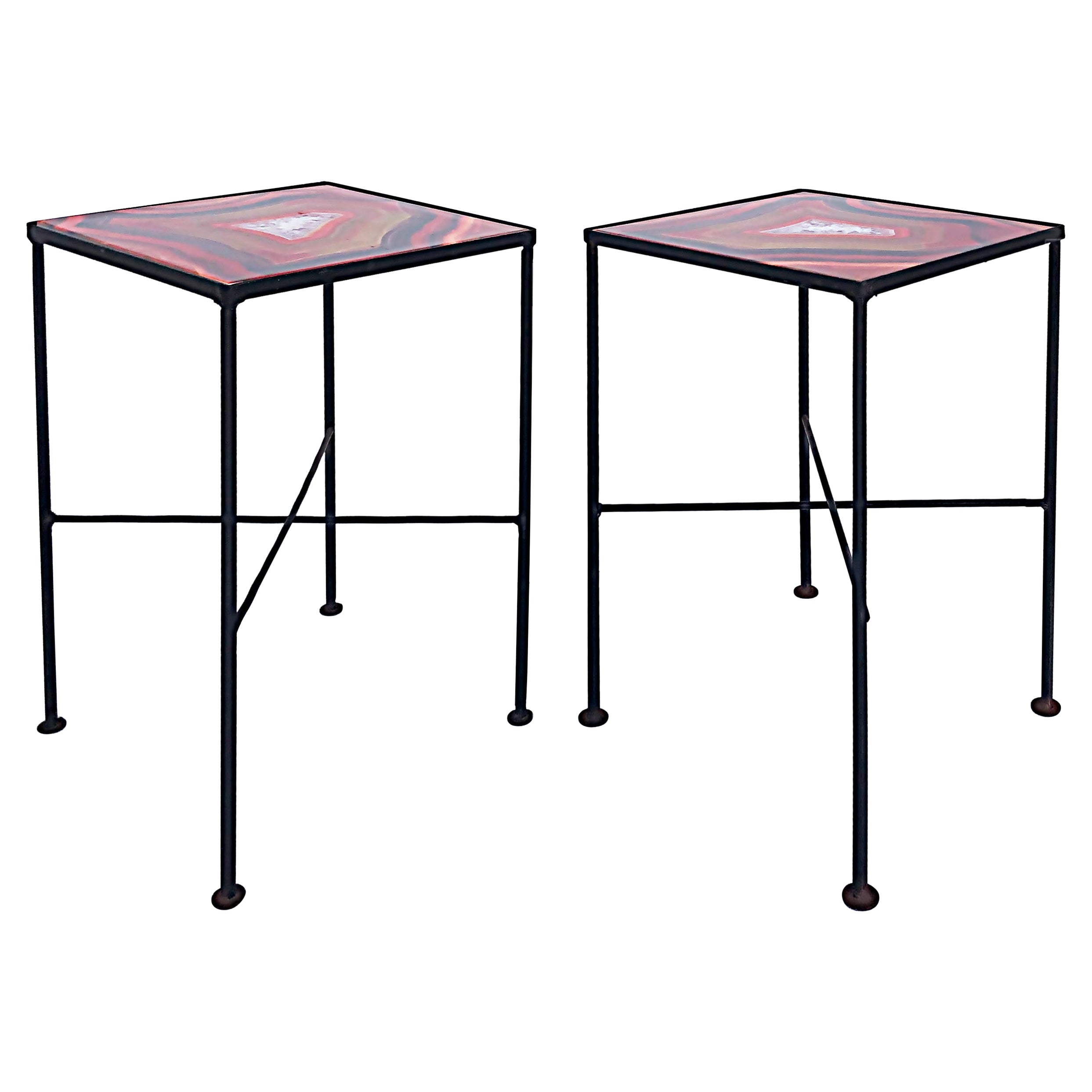 Set of Six Frederick Weinberg Iron Laminate Nesting Triangle Tables at ...