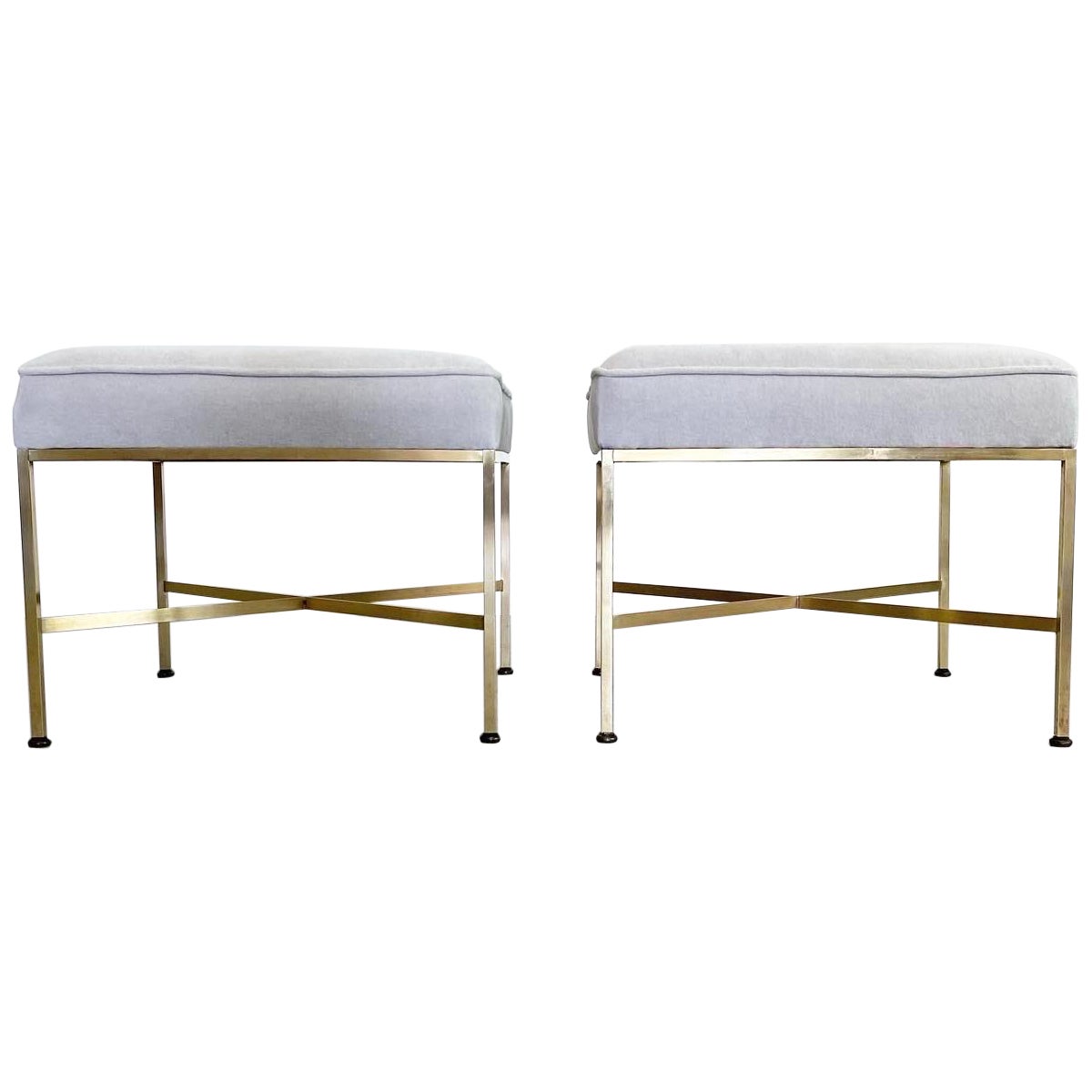 Pair of Brass X-Base Stools by Paul McCobb at 1stDibs