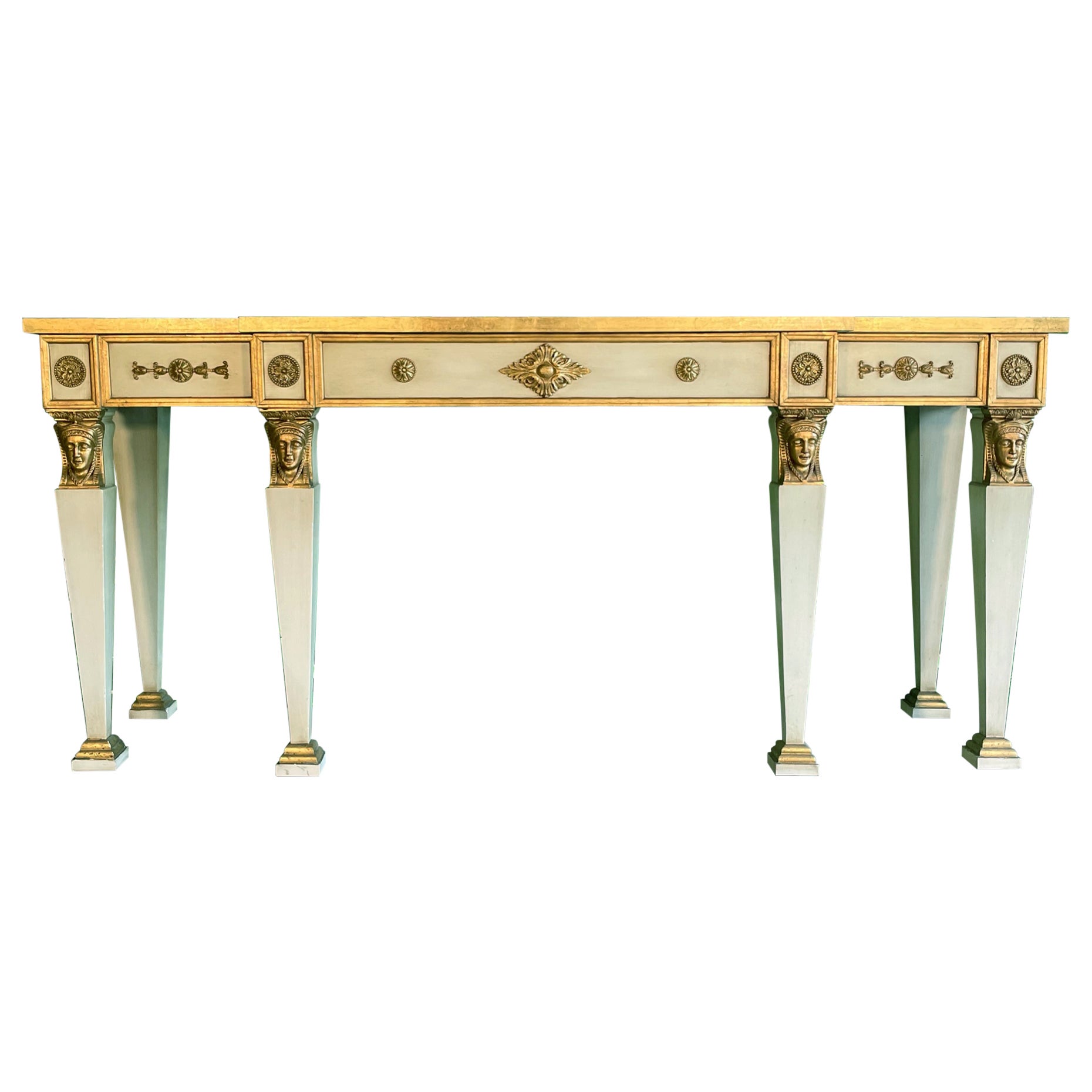 Neoclassical Revival Marble and Wrought Iron Console Table at 1stDibs