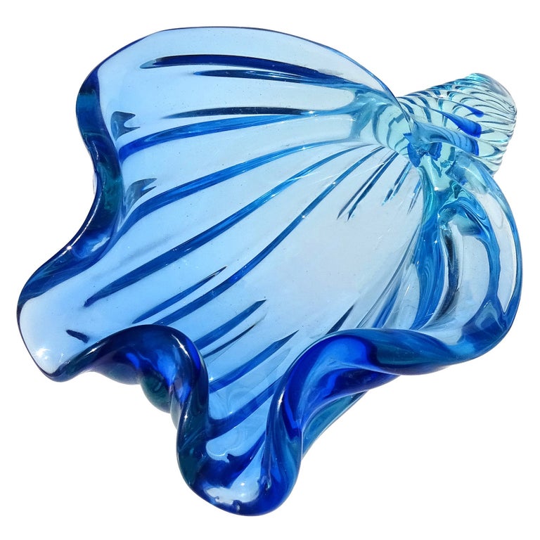 Barbini Murano Sommerso Cobalt Blue Italian Art Glass Seashell ...