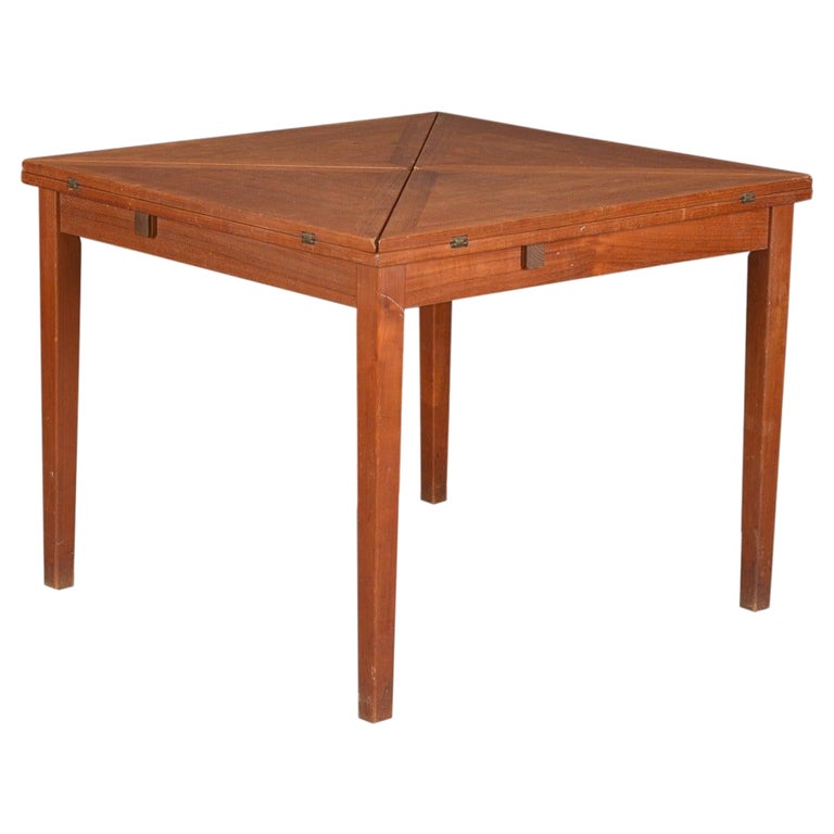 Danish Modern Card / Dining Table in Teak with Triangular Leaves For ...