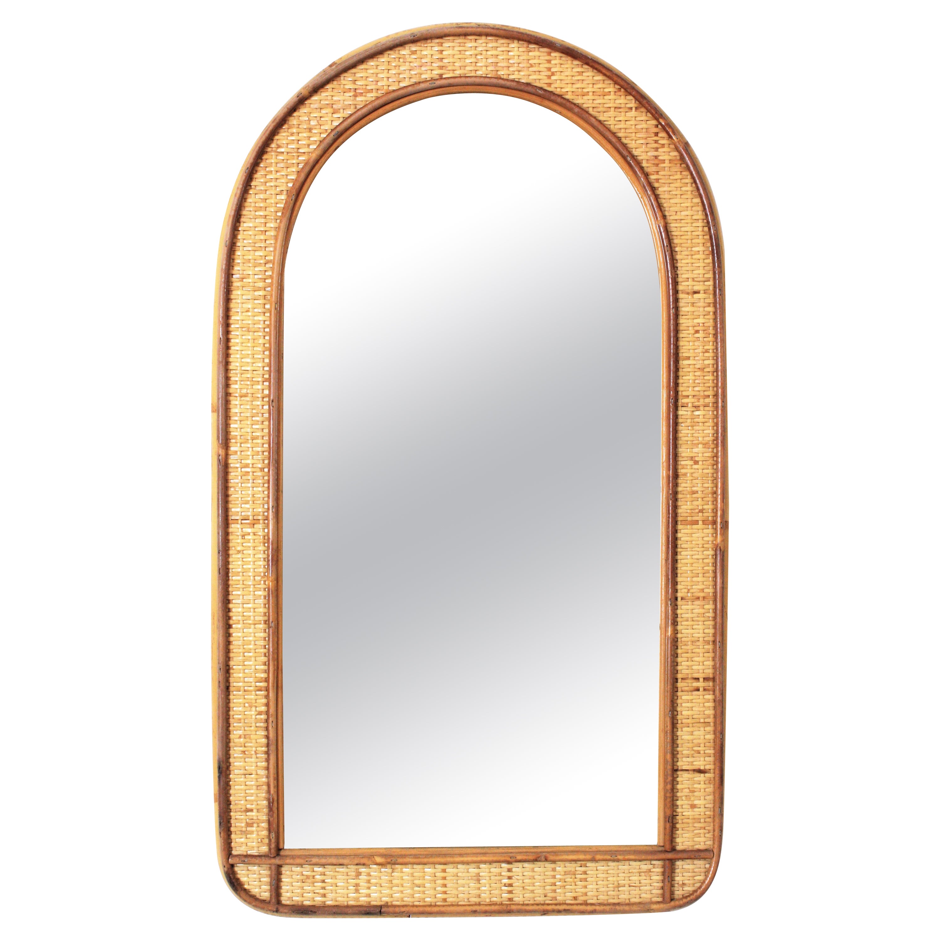 Postmodern Bamboo Wicker Rattan Mirror at 1stDibs