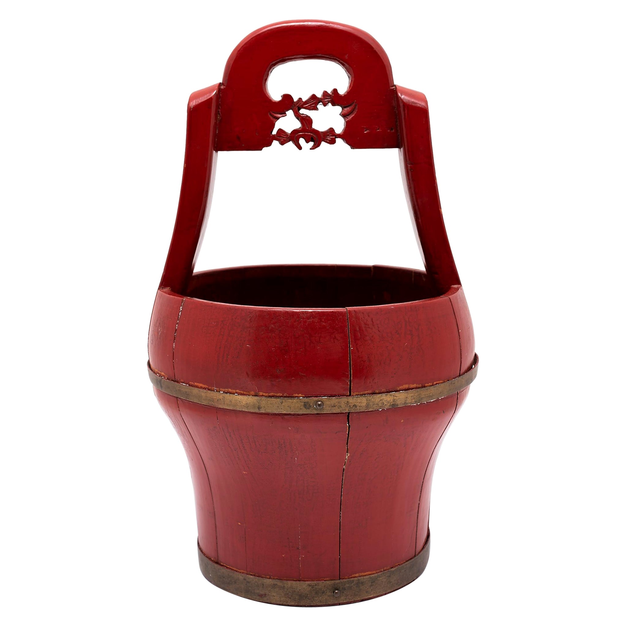 Late 19th Century Red Lacquer Chinese Marriage Basket at 1stDibs