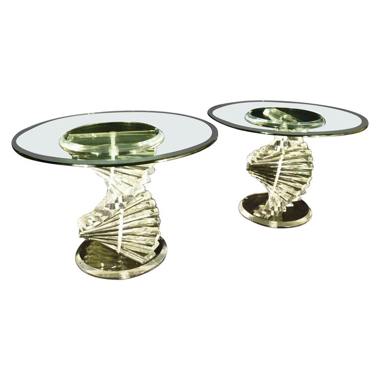 Pair of Mid-Century Modern Helix Lucite Spiral Side Tables at 1stDibs