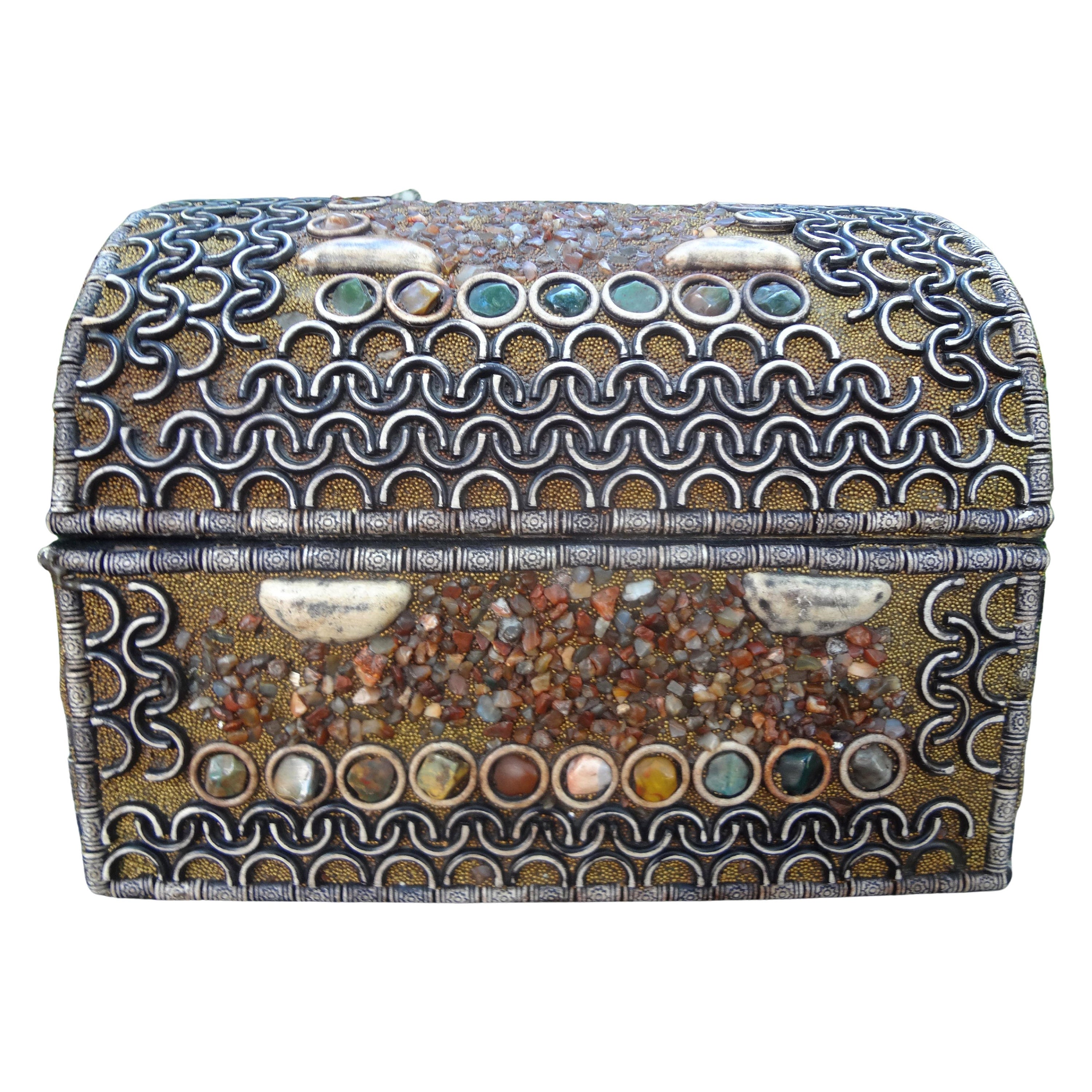 Multi Gem Stone Quartz Encrusted Box at 1stDibs
