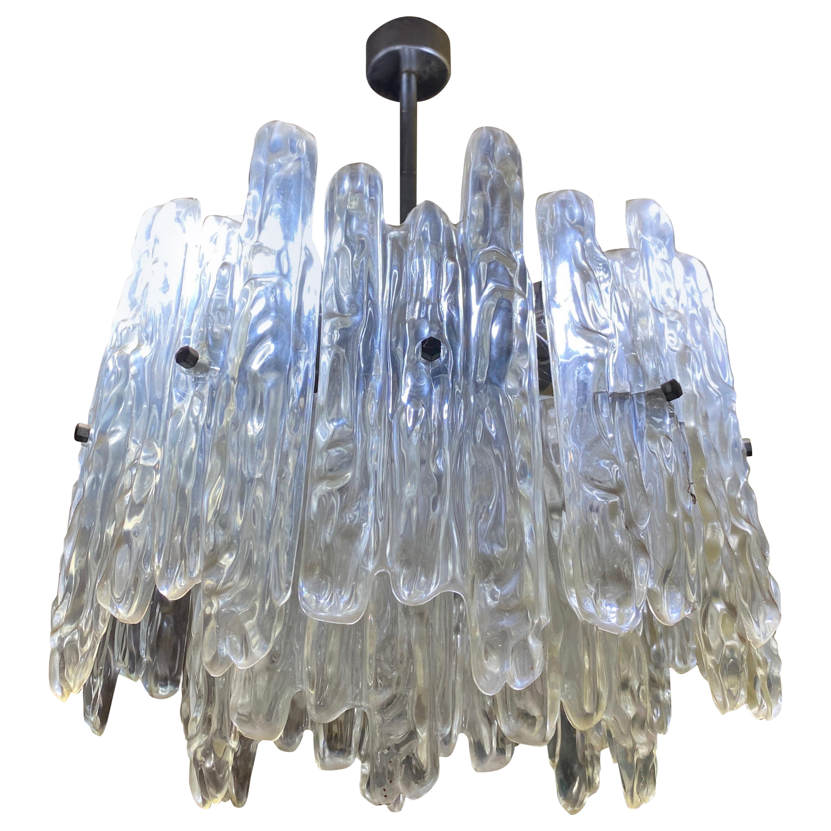 Mid-Century Austrian Chrome and Glass Kalmar Chandelier For Sale at 1stDibs