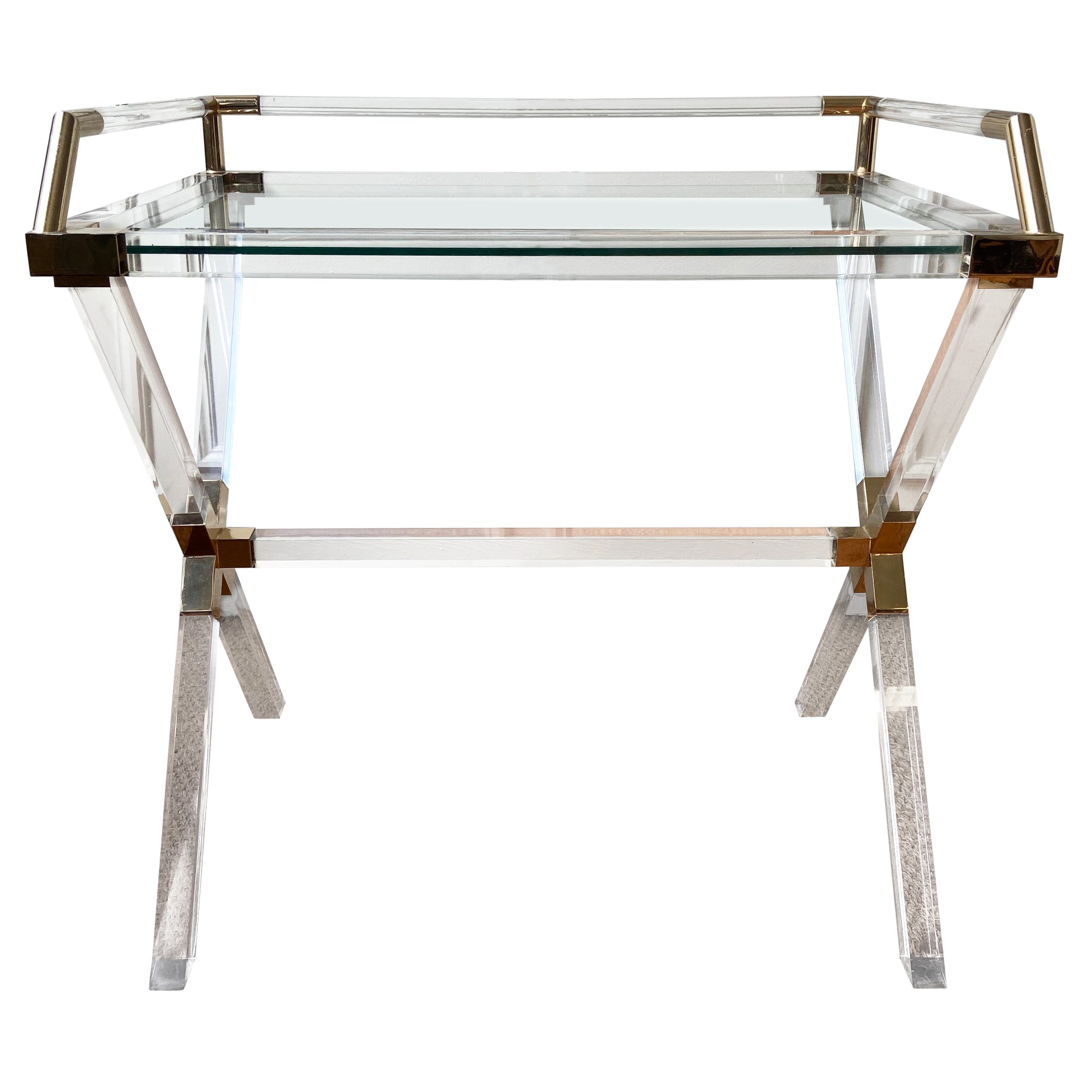 Brass and Plexi Bar Table by Charles Hollis Jones, 1970 For Sale at 1stDibs