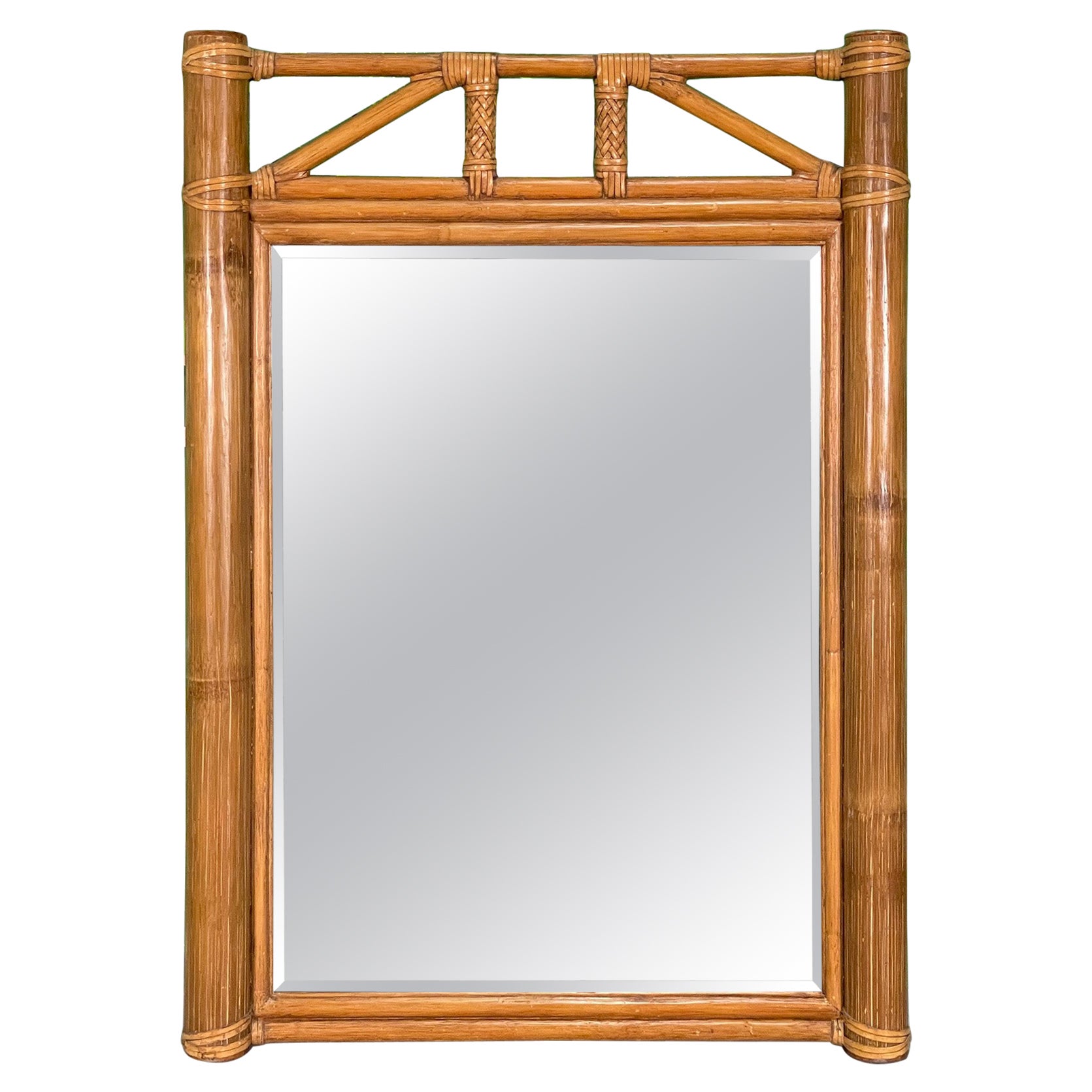Bamboo Split Reed Rattan Wall Mirror at 1stDibs