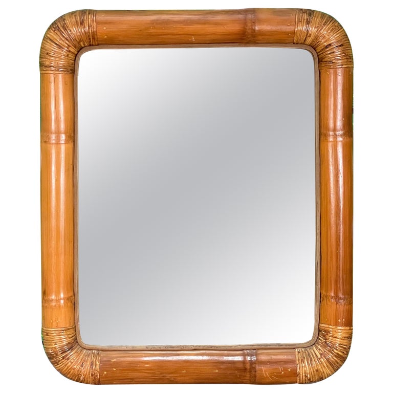 Bamboo Framed Tropical Style Wall Mirror For Sale at 1stDibs