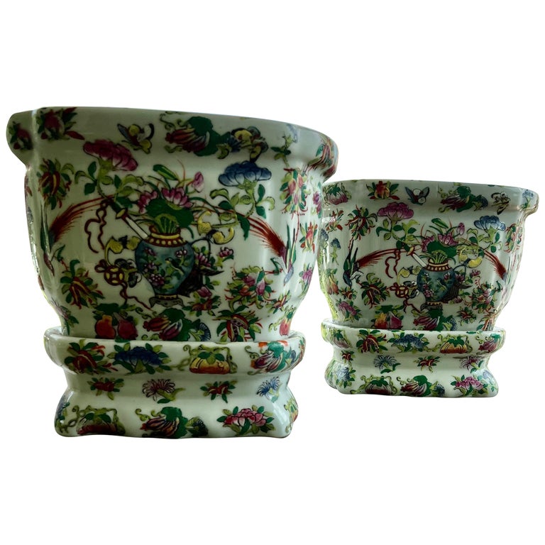 Original Chinese Ceramic Planters Early XX Century with Bases For Sale ...