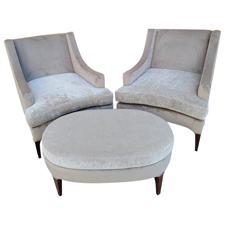 Mid Century Modern Ben Seibel Low Profile Club Chairs and Ottoman - Set ...