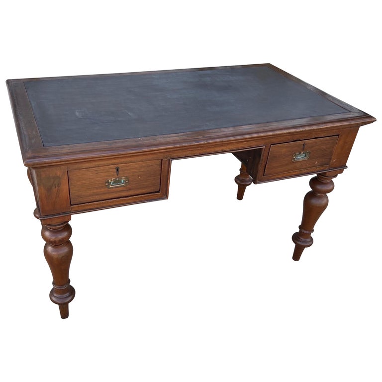 19th Century British Colonial Leather Top Campaign Style Desk For Sale ...