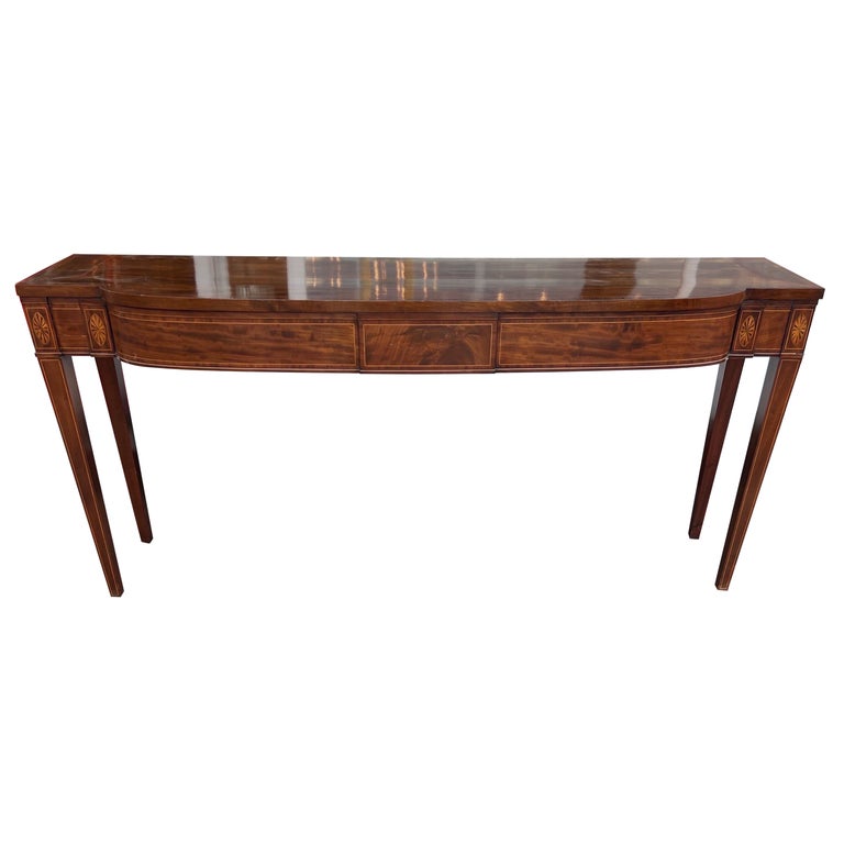 19th Century Narrow Inlaid English Mahogany Sideboard at 1stDibs