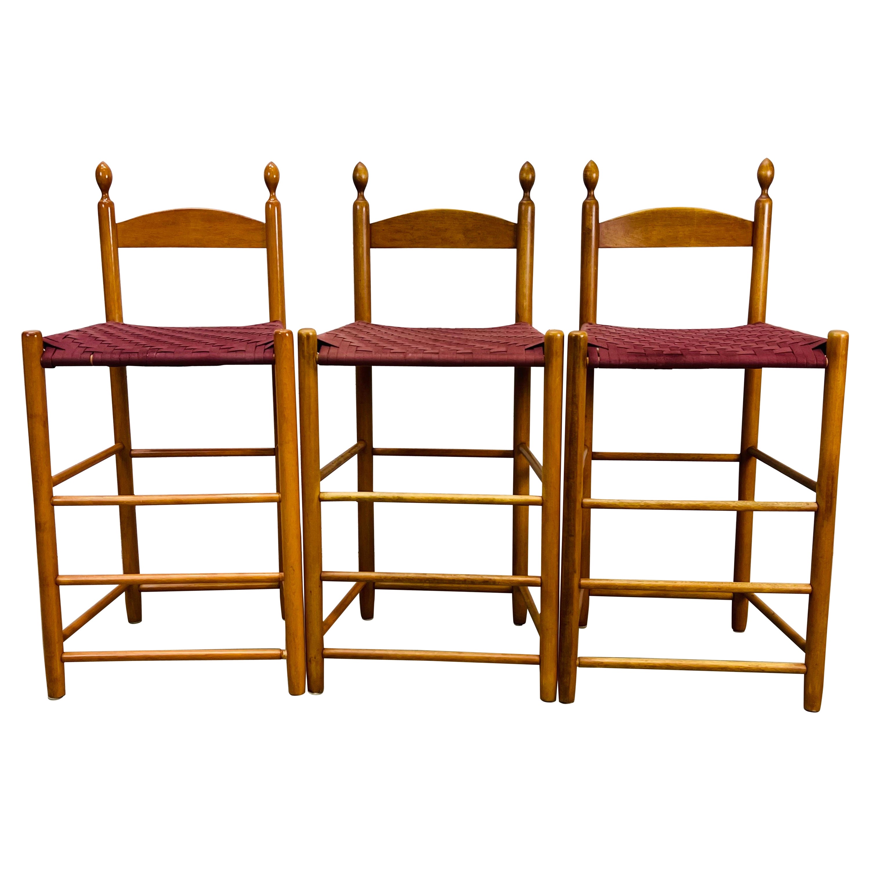 Shaker Style Maple Wood Tall Stools, Set of 3 at 1stDibs